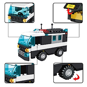 City Police Car Building Kit, City Police Sets Police Truck, Prisoner Transporter Toys Building Blocks Set for Kids Boys 6-12 Years Old, 104 Pcs