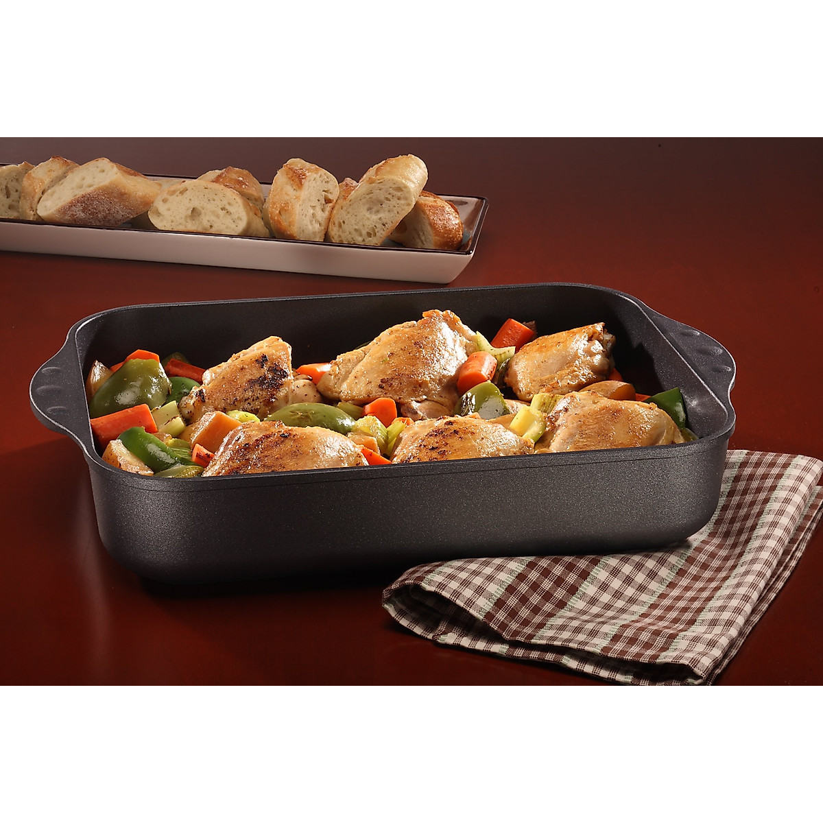 Swiss Diamond 14"x10.25" 5.5Qt Large Roasting Pan HD Nonstick Diamond Coated Aluminum Dishwasher/Oven Safe