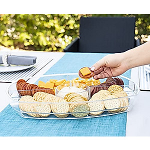 Summer at the Shore Divided Appetizer Serving Platter, Great for Picnics and Barbeques, Outdoor Hosting Party Planning Accessory, One Size, Clear (1567A6-AMZ)