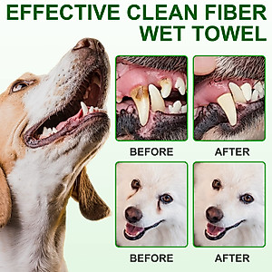 ALIVO Dental Teeth Cleaning Wipes for Dogs & Cats, Remove Bad Breath by Removing No-Rinse Dog Finger Toothbrush, Disposable Gentle Cleaning Pet Dental Care Wipes, 50pc