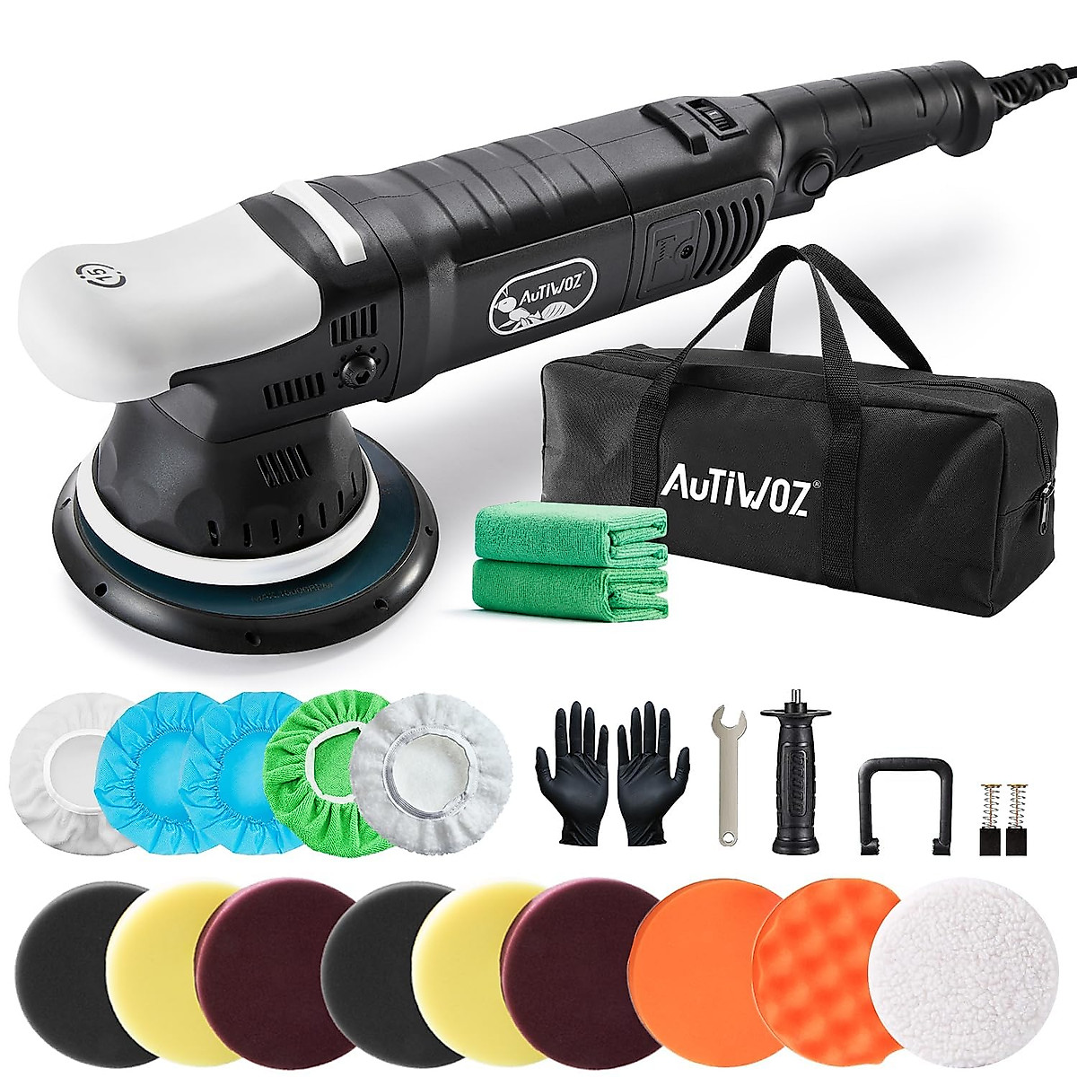 AUTIWOZ Car Buffer Polisher, 6-Inch Dual Action Polisher for Car Detailing, Random Orbital Car Polisher with 6 Variable Speeds, DA Polishers Kit for Car Detailing/Polishing/Waxing