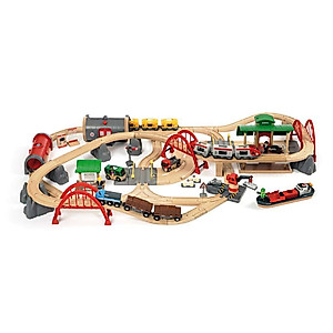 BRIO World 33052 Deluxe Railway Set | Comprehensive Wooden Train Toy Set for Kids Age 3 and Up | FSC Certified Eco-Friendly Toy | Exciting Harbor and Metro Scenes