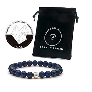 BERGERLIN Lapis lazuli bracelet - Genuine pearl bracelet with natural stone and 925 sterling silver pearl