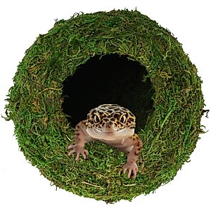 USMOLA Mossy Caves, Artificial Green Moss Caves Hide for Pet Reptile Frogs and Snakes, Terrarium & Vivarium Decor, Crested Gecko Tank Decor (4" - Woodland Green)
