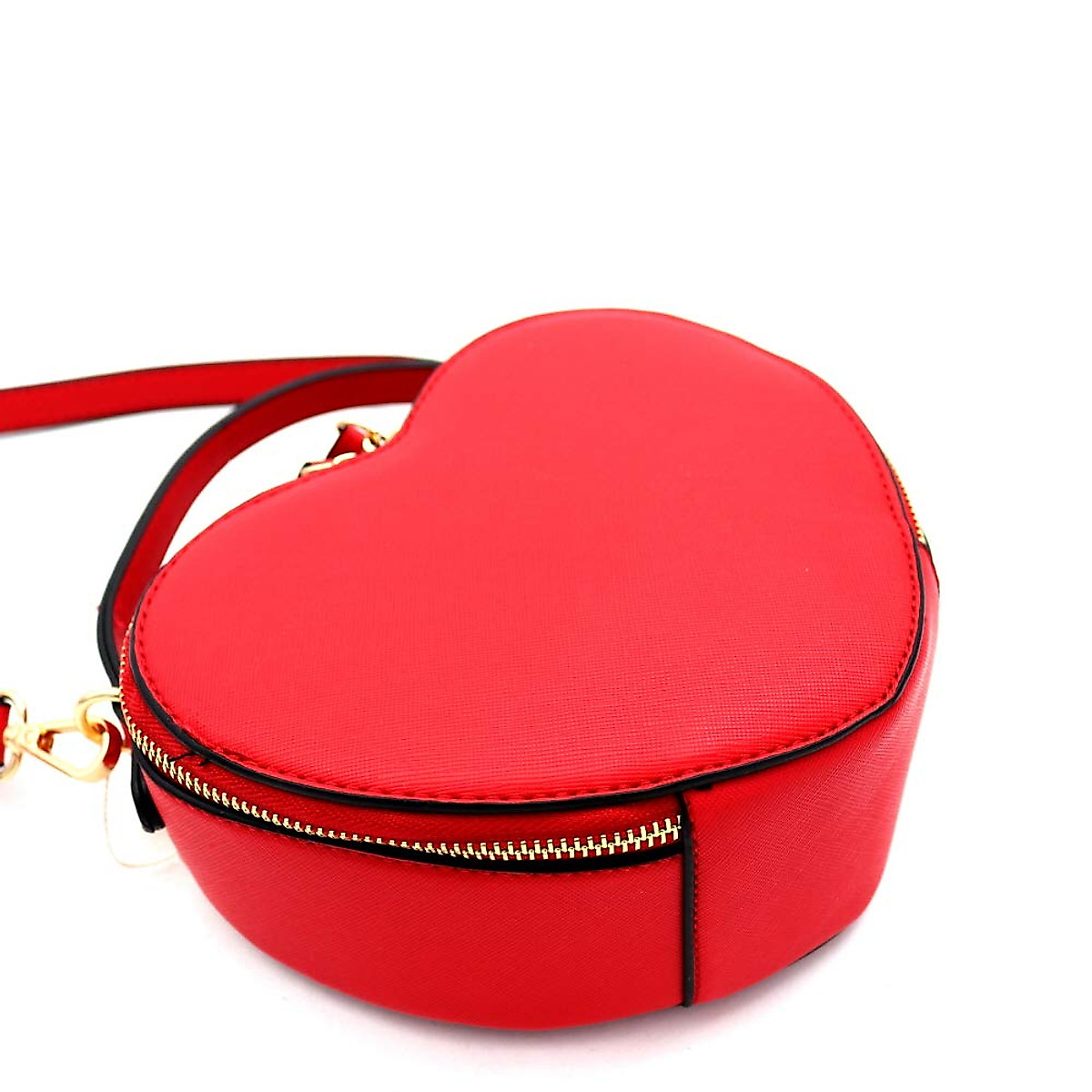 Trendeology Cute Heart Shape Girls Womens Vegan Leather Small Handle Satchel Crossbody Purse (Neon-Pink)