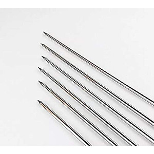 Chinshwehaw 12-Inch Long Stainless Steel Skewers BBQ Skewers Barbecue Skewers Barbecue Skewers Poultry Roast Goose Needle Skewers for Barbecue Shish Kebab Kabob Reusable Sticks 12 Pack