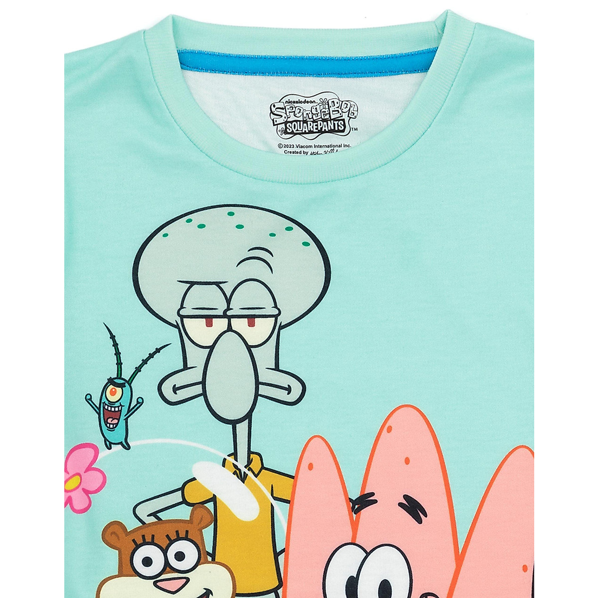 SpongeBob SquarePants Kids Pajama Set | Boys & Girls Blue Short Sleeve T-Shirt & Shorts | Squidward Patrick Mr Krabs Gary PJs