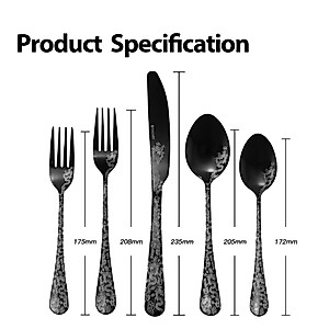 Hagary Dragon Cutlery Set 20 Pieces Stainless Steel Flatware Set Service for 4 Utensils For Home Kitchen Wedding Laser Engraved Dishwasher Safe Black