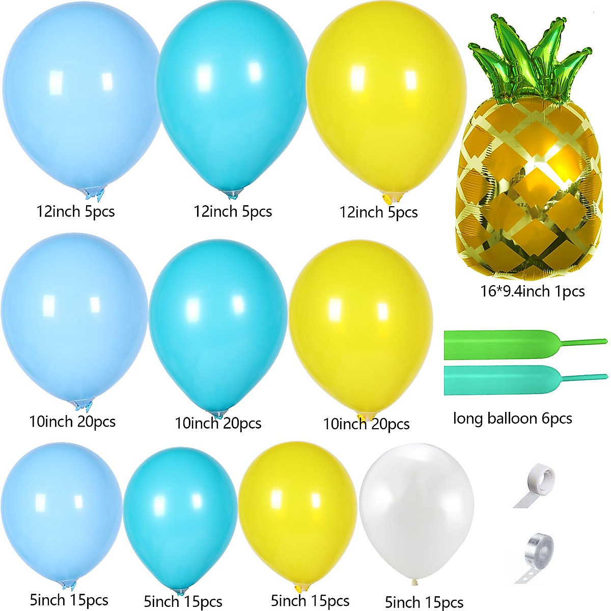 144pcs Cartoon Sponge Balloons Party Decorations,Sponge Theme Balloon Garland Arch Kit, Yellow Blue Clear Balloon Arch For Cartoon Sponge Birthday Baby Shower Party Supplies (blue)