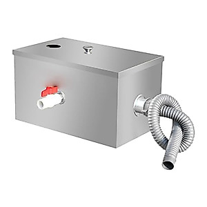 FLCPJGV Stainless Steel Grease Trap, Commercial Grease Trap for Cafe, Kitchen Restaurant, 40x25x25cm