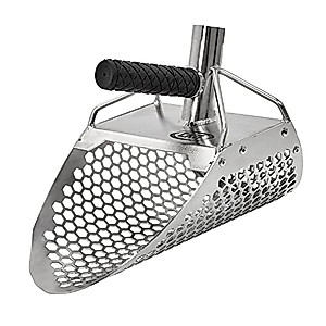 CKG Sand Scoop for Metal Detecting Stainless Steel Shovel for Beach Underwater Treasure Hunting (Large Scoop + Carbon Fiber Handle)