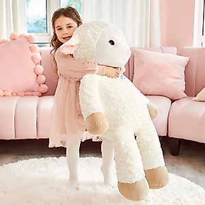 IKASA 30" Giant Sheep Stuffed Animal - Jumbo Soft Kawaii Plush Toy for Kids & Girlfriend (White)