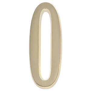 Hillman 843350 Distinctions Address Plaque Number 0 Zero Self Adhesive Sign, Brushed Brass Metal, 4x3.5 Inches 1-Sign