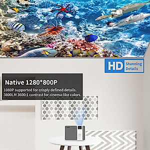 Movie Projector, Wireless HD 1080p Outdoor Bluetooth Projector LED Mini Portable Wifi Projector for Smartphone, with Airplay, Speaker, HDMI, USB Support iPhone Laptop TV Stick