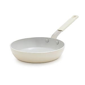 GreenPan x Bobby Flay 8” Frying Pan Skillet, Professional Grade Aluminum, PFAS & PFOA-Free Ceramic Nonstick, Induction Suitable, Stainless Steel Silicone Grip Handle, Dishwasher & Oven Safe, Cream