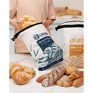 2-Pack Bread Bags to Keep Fresh, Reusable Bread Bags for Homemade Bread, Sourdough Bread Bags with Zipper, Large Bread Loaf Freezer Bags