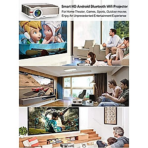 LCD Android Wireless Projector 1080p Native 9000 High Lumen, Home Theater Projector with WiFi and Bluetooth 250'' Display Outdoor Movie, Airplay for iPhone, Compatible with Fire Stick,PS5,Laptop,HDMI