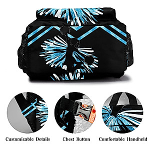 Deven Cheerleader Girl Black White Blue Personalized Kids Backpack for Boy/Girl Teen Primary School Daypack Travel Bag Bookbag