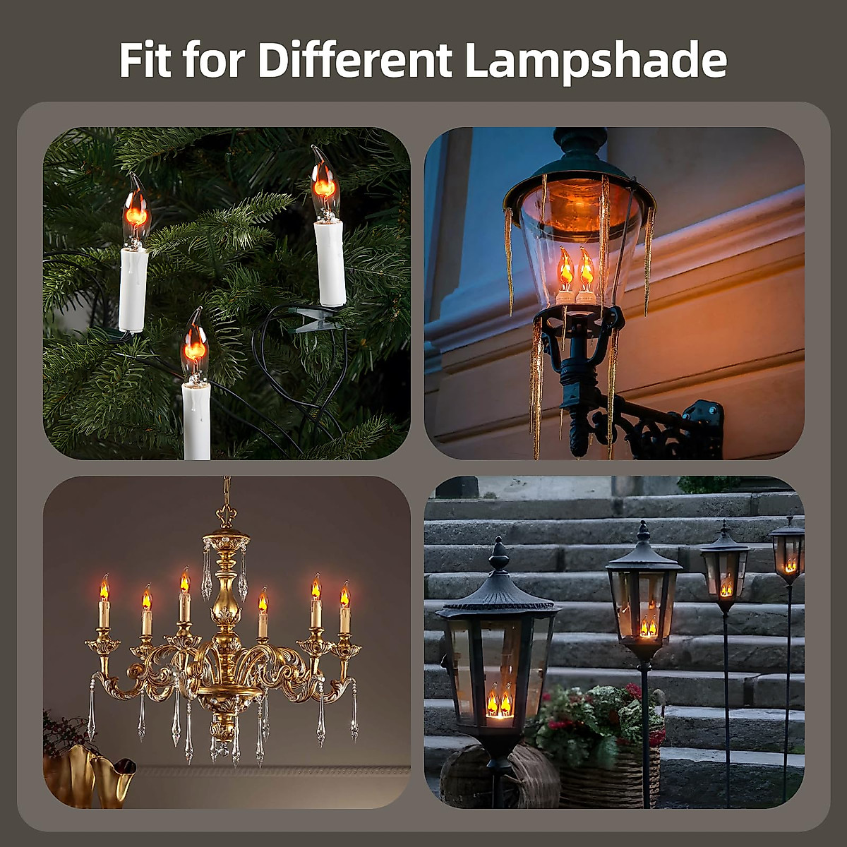 Hompavo Upgraded Flame Light Bulbs, E12 Chandelier Base Candle Flickering Fire Light Bulb for Halloween Christmas Party Porch Indoor & Outdoor Home Decoration - 12 Pack