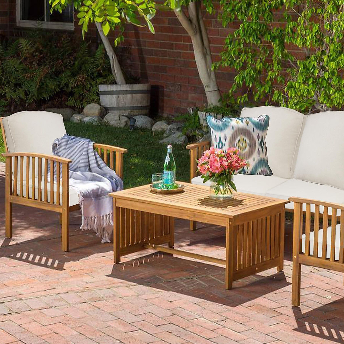 SunshineOutdoor in/Outdoor Almond Deep Seat Cushion 24x24x5.5 inch:with Removable Cover Deep Seat & Back Cushion for with Most Patio Furniture at homedepot(2 Set)