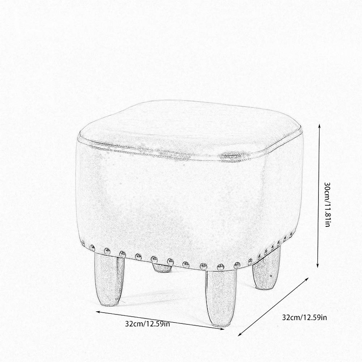 RILOOP Pu Leather Footstool Footrest Foot Stool Ottoman Pouffe Padded Square Seat Chair with 4 Legs Wooden/Green