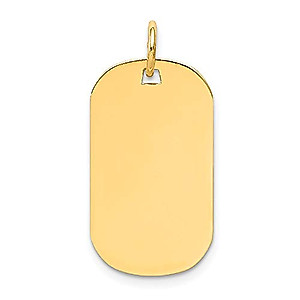 Solid 14k Yellow Gold Plain .009 Gauge Engravable Dog Tag Disc Charm Pendant