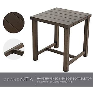 Grand patio Outdoor 3-Piece Aluminum Conversation Furniture Sofa Set Wicker Stationary Rockers with Wood Grain Finish and Coffee Table, Removable Olefin Cushion Dark Brown