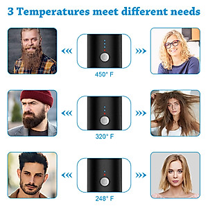 Beard Straightener Comb Brush for Men: Anti-Scald Hair Style & Beard Straightening Brush - Portable Hair Combs with 3 Temperatures & Quick Electric Heated