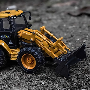 Gemini&Genius Backhoe Loader Toy for Kids- Loader with Changeable Front Loader and Backhoe Loader Construction Vehicle Toy 1/50 Scale 2 in 1 Digger and Loder Alloy Model Toys Vehicle Gifts for Kids