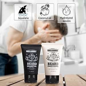 Rinse & Robust Beard Kit Beard Care Grooming for Men Beard Travel Set Christmas Gift Travelling Bag for Men
