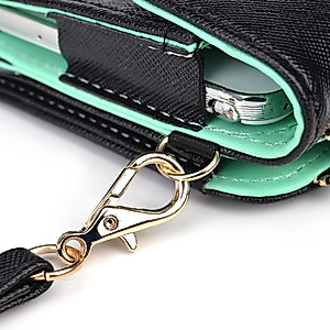 Kroo Clutch Wallet with Wristlet and Crossbody Strap for Smartphones or Phablets up to 5.7 Inch - Carrying Case - Frustration-Free Packaging - Green