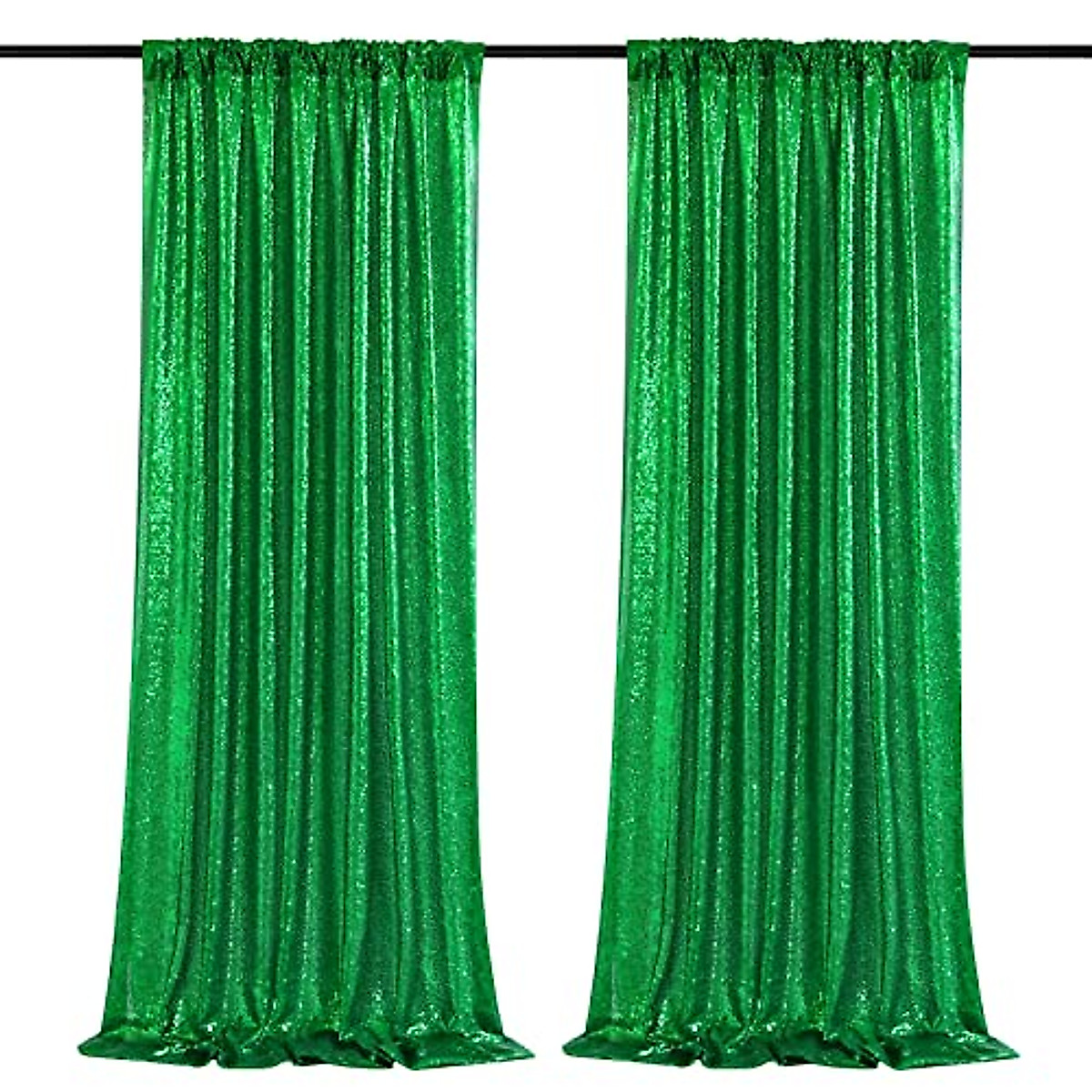Christmas Backdrop 2 Panels 2ftx8ft Sequin Backdrop Curtain for Holiday Sparkly Emerald Green Curtain Green Sequin Backdrop Curtain