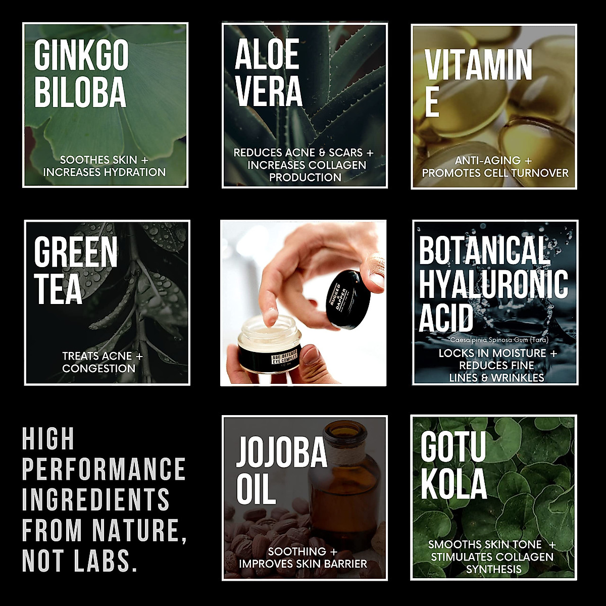 RUGGED & DAPPER Premium Men's Eye Cream | Age Defense for Dark Circles, Wrinkles & Puffy Eyes | Unscented | Hyaluronic Acid, Aloe + Argan Oil