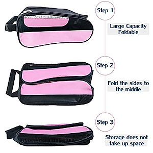 Getfitsoo Golf Shoe Bag, Golf Shoes Bags Men/Women Outdoor Zippered Carrier Bags with Ventilation Sport Shoes Bag Travel Shoe Bags (Light Pink)