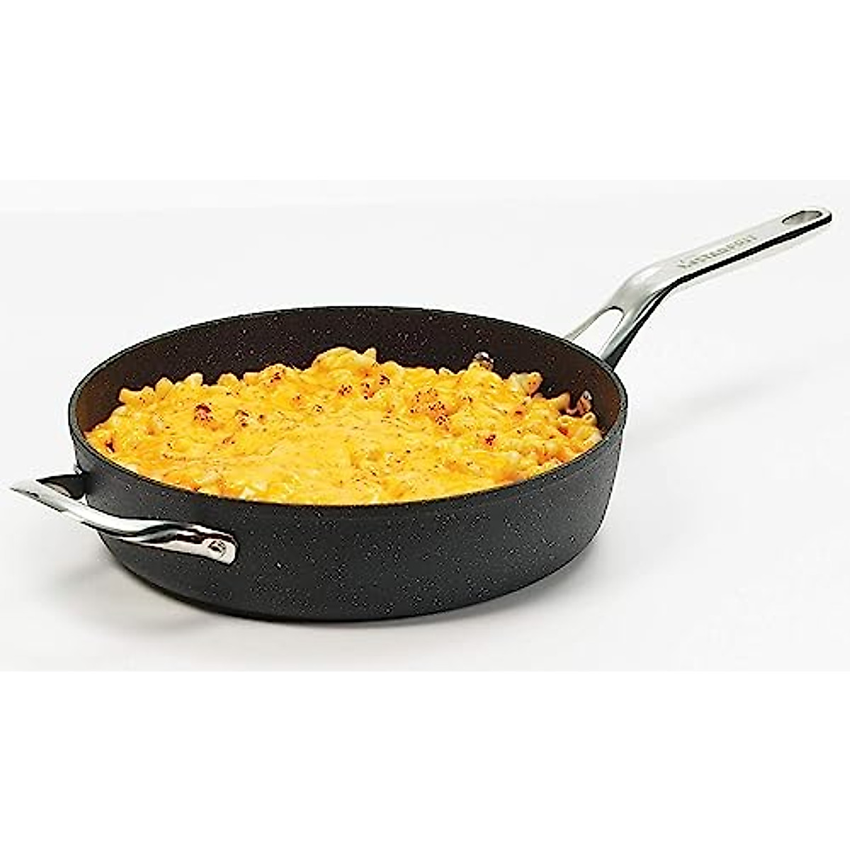 THE ROCK by Starfrit 11" Deep Fry Pan with Glass Lid and Stainless Steel Handles, Black