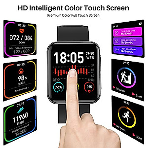 TOZO S1 Smart Watch Bluetooth 5.0 Activity Tracker with Heart Rate Monitor Sleep Monitor Pedometer and Calorie Counter IPX8 Waterproof 1.54-inch Touchscreen Compatible with iPhone & Android Phones