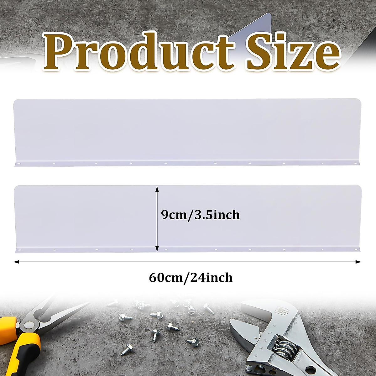 Yaocom 2 Pcs 24 Inch Gutter Valley Splash Guards Extra Long White Downspout Diverter Metal Straight Roof Rain Diverter with 20 Screws for Roof House Residential Flat Shingle Drain Downspout Water