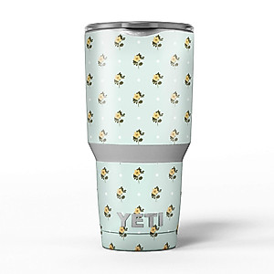 Design Skinz The Micro Daisy and Mint Polka Dot Pattern - Skin Decal Vinyl Wrap Kit Compatible with The Yeti Rambler Cooler Tumbler Cups