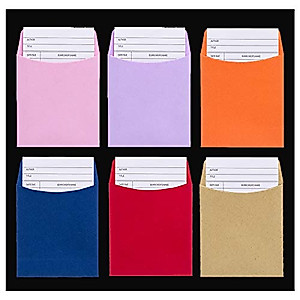 120 Pieces Small Envelopes Library Card Non-Adhesive Packets Envelopes with 120 Pieces Adhesive Double Sided Glue Points for School, Library, Office Task Trackers and Gift Tag (Pocket Envelopes)