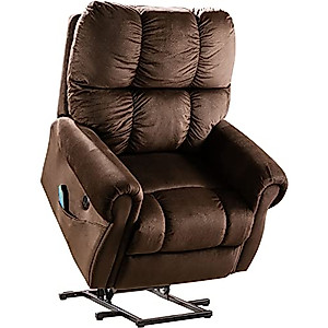 FONTOI Electric Power Lift Recliner Chair with Heated Vibration and Massage, Home Theater Single Sofa Seating w/USB Port and Side Pockets for Living Room, Chocolate