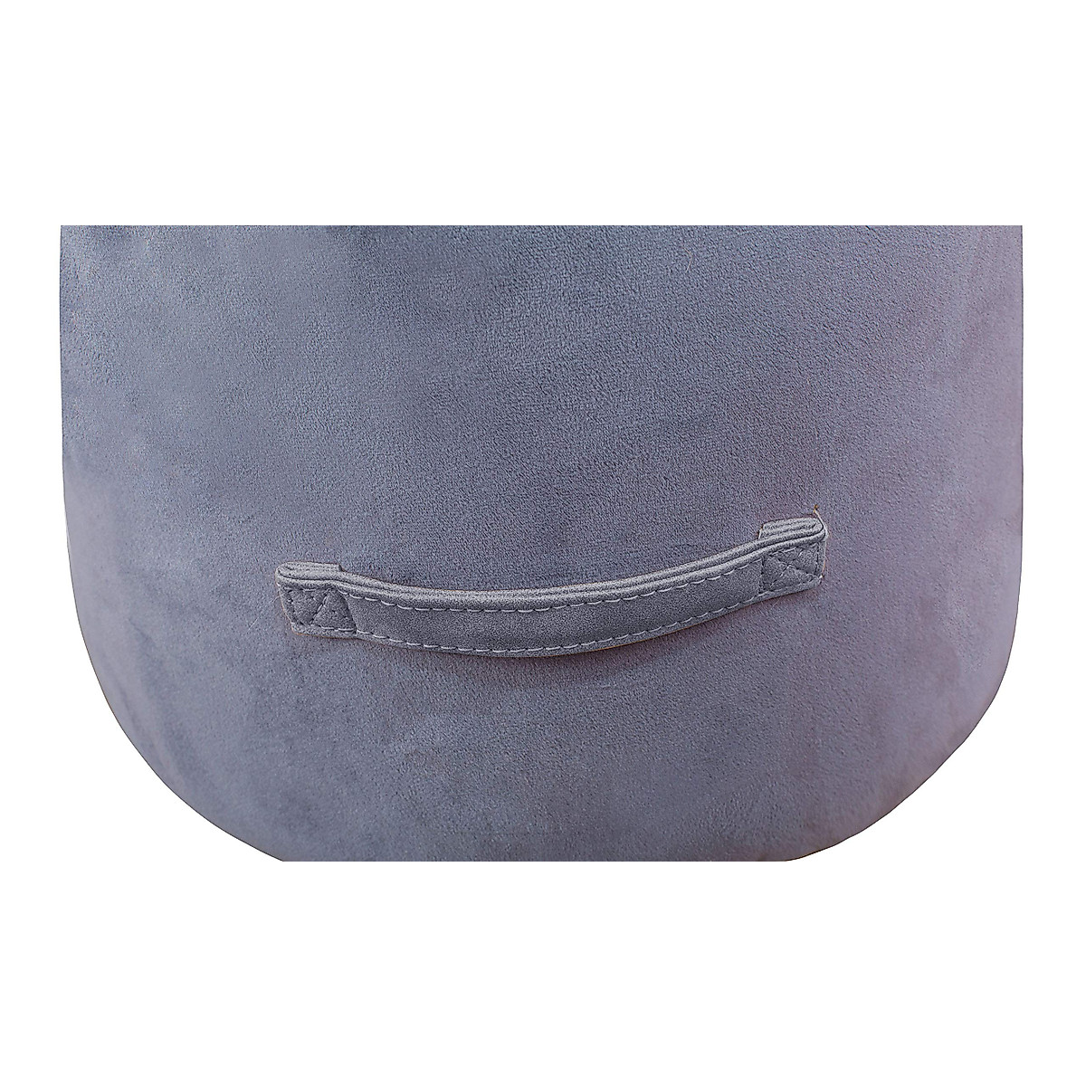 TOV Furniture The Luna Collection Modern Velvet Upholstered Button Tufted Round Ottoman, Grey