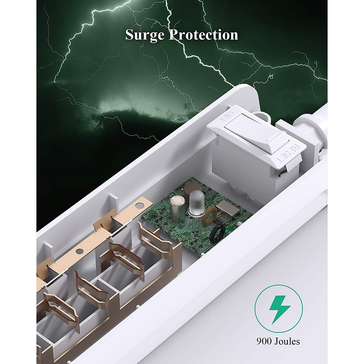 2 Pack Power Strip - 12FT Long Extension Cord, Surge Protector with 6 Outlets and 2 USB Charging Ports, Flat Plug Overload Protection, (1625W/13A/900J), Wall Mount for Home Office and Dorm, ETL Listed