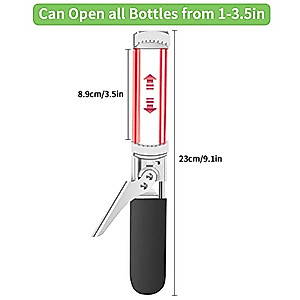 Jar Opener for Weak Hands, Jar Lid Opener for Senior Arthritis, Adjustable Stainless Steel Bottle Open Tool+Rubber Gripper Pad, Longer Handheld Canning Jar Opener Effortless for Any-Size Caps…