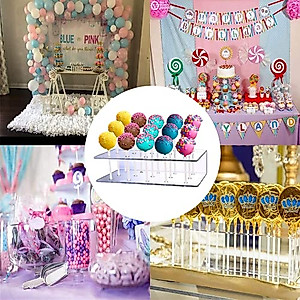 Aongch 2 Packs Cake Pop Display Stand 15 Hole Clear Acrylic Cake Pop Stand Lollipop Stand Holder Display for Weddings Baby Showers Birthday Party Halloween Christmas Candy Decorative