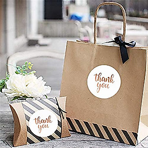 Yipmai Thank You Stickers Roll, 500PCs Round Thank You Stickers for Business with Rose Gold Letters, Decorative Sealing Labels for Greeting Cards, Flower Bouquets, Weddings, Parties (White-Rose Gold)