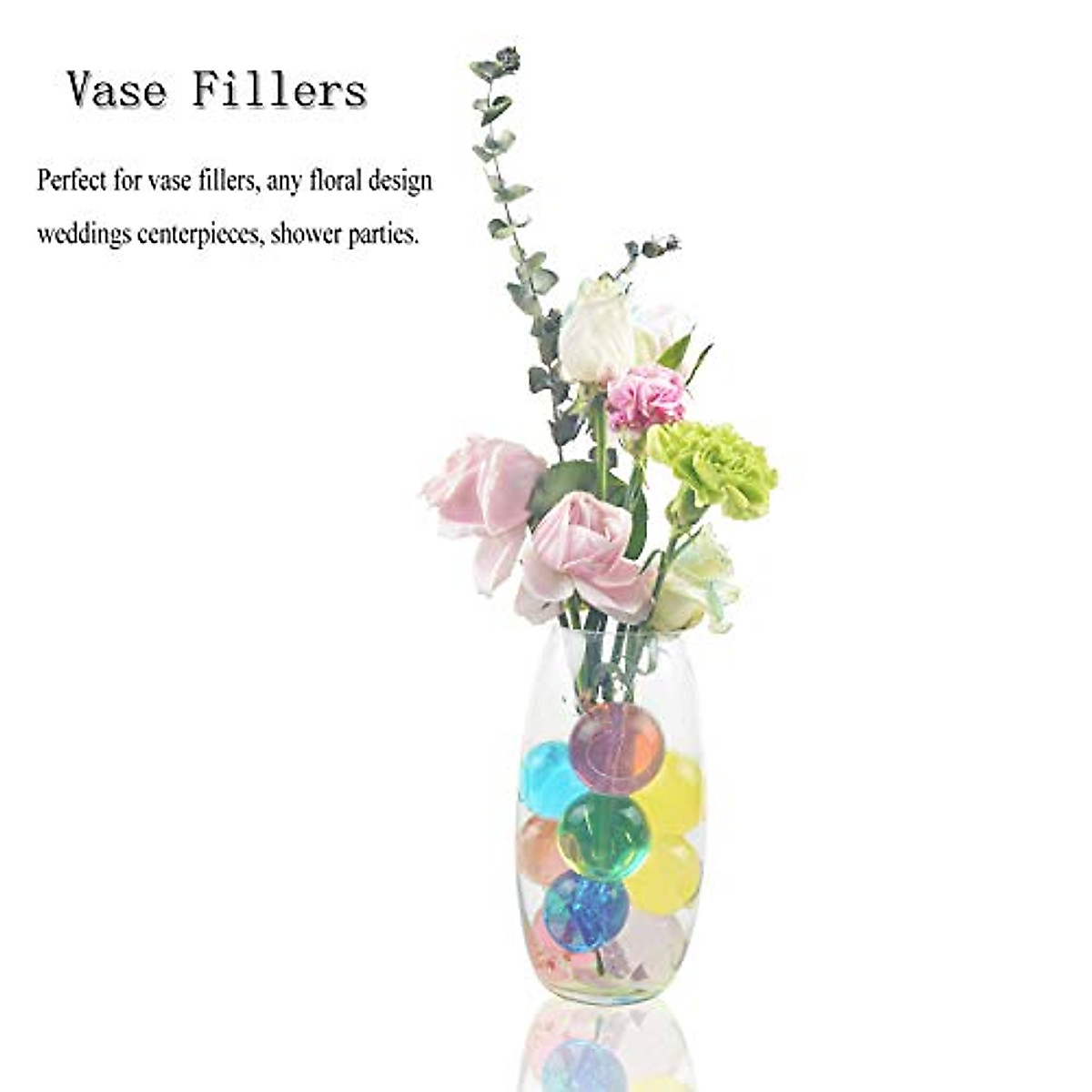 Jangostor Large Water Gel Beads 11 Ounces (300pcs) Gaint Water Jelly Pearls Rainbow Mix for Kids Sensory Playing, Wedding Home Decoration,Plants Vase Filler