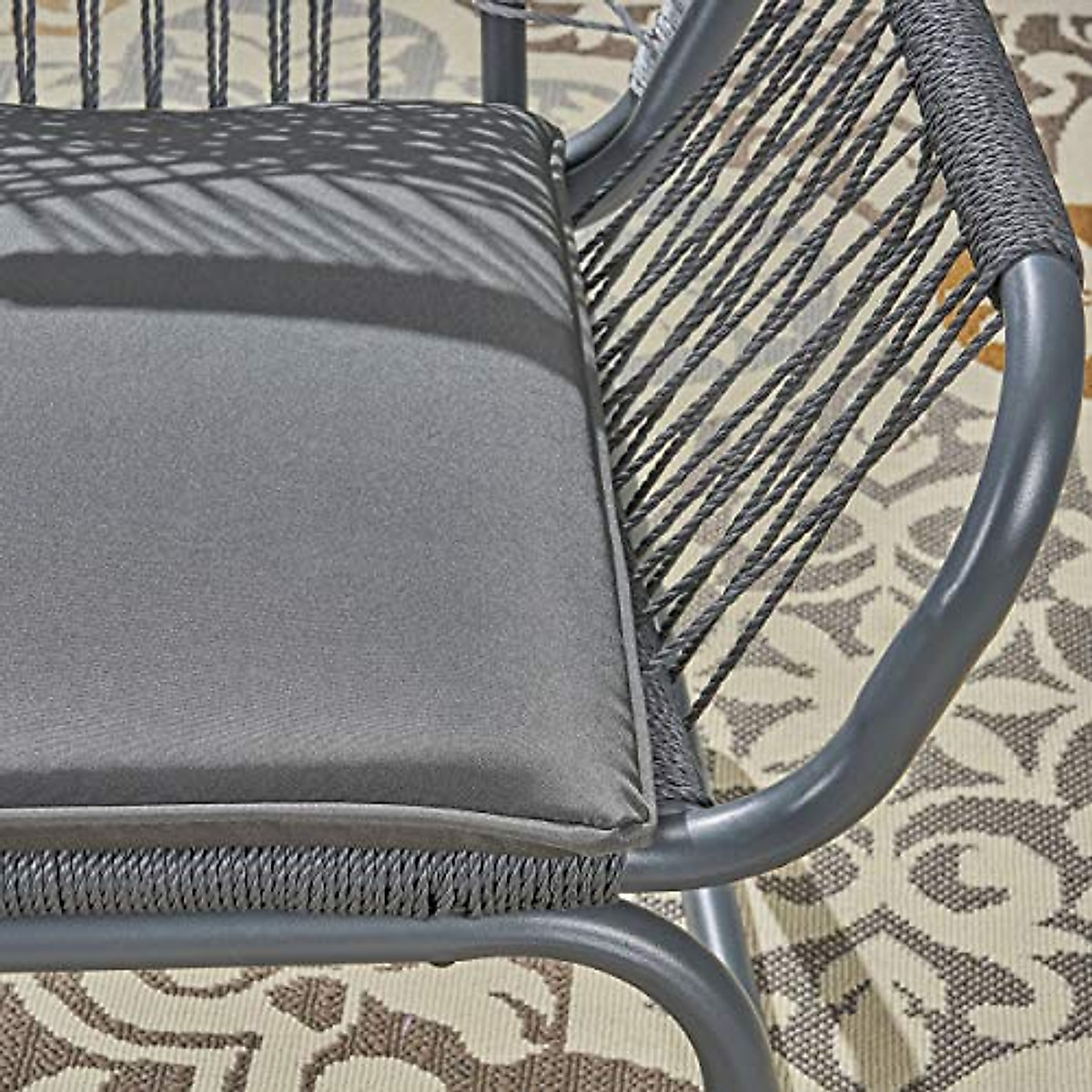 Christopher Knight Home Gloria Outdoor Rope and Steel Club Chairs (Set of 2), Gray/Gray/White