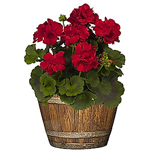Classic Home and Garden Whiskey Resin Flower Pot Barrel Planter, Oak Brown, 9"