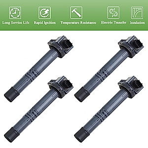 JDMON Ignition Coils Pack Compatible with Honda Accord Civic Crosstour CR-V 2008-2015 Acura ILX 2013-2015 2.4L L4 Replace UF602 30520-R40-007 Set of 4