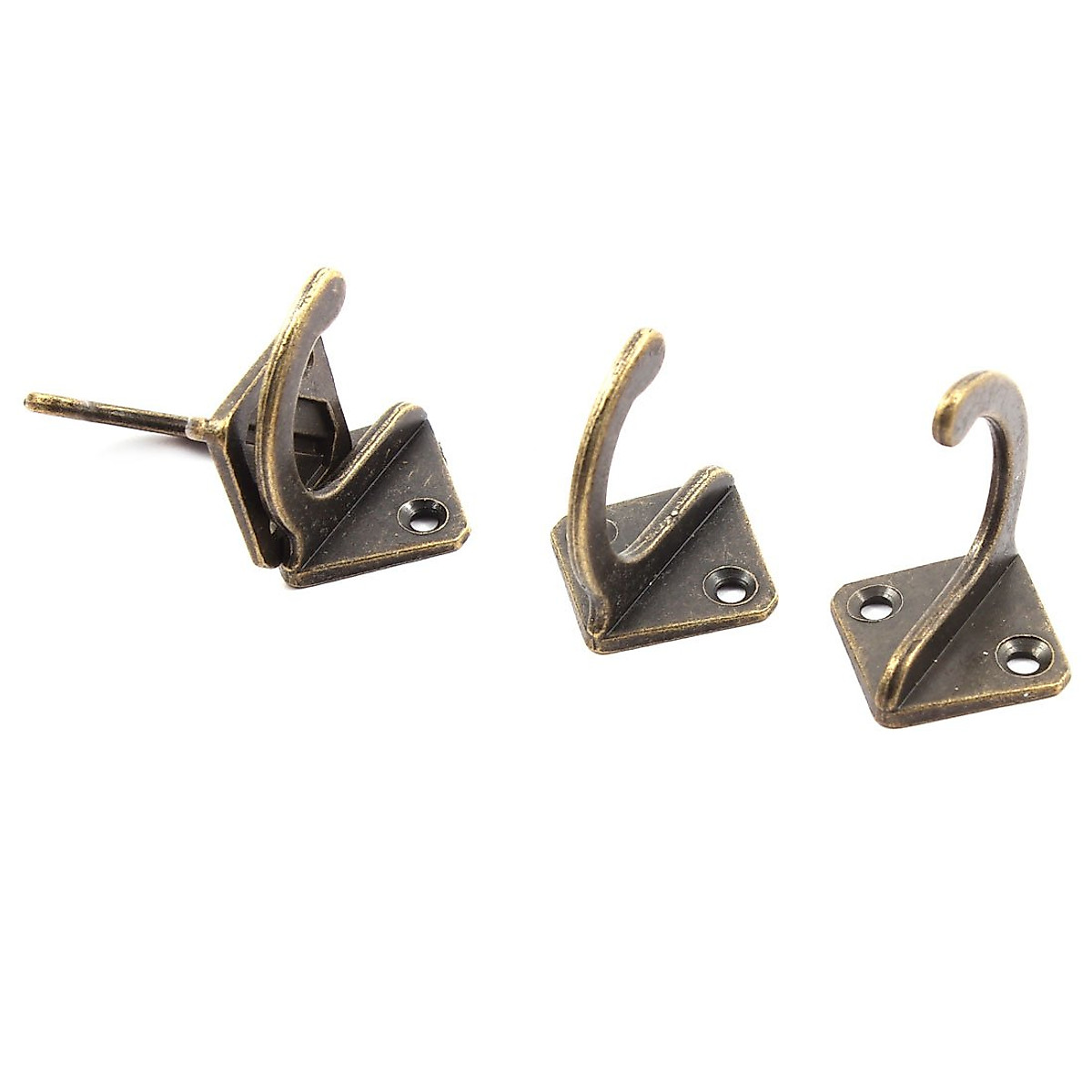 uxcell Vintage Style Square Shape Wall Mounted Towel Scarf Bag Cap Hook Hangers 4 PCS Bronze Tone